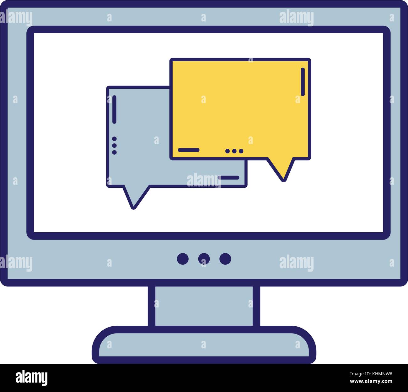 chat bubble message inside computer technology vector illustration ...