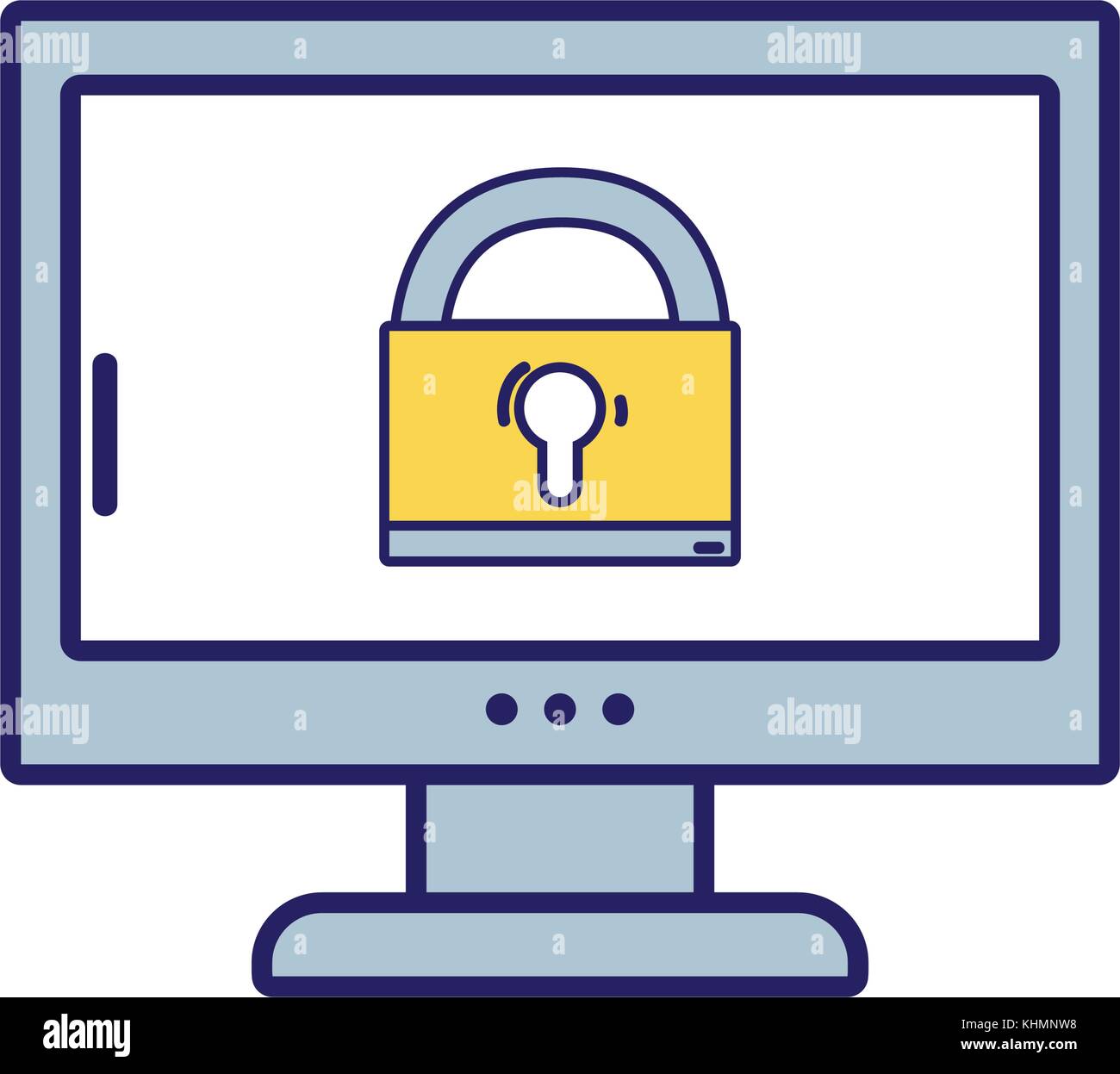 padlock security protect inside computer technology vector illustration ...
