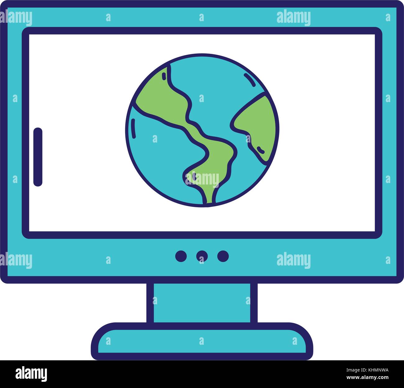 global earth planet inside computer technology vector illustration ...