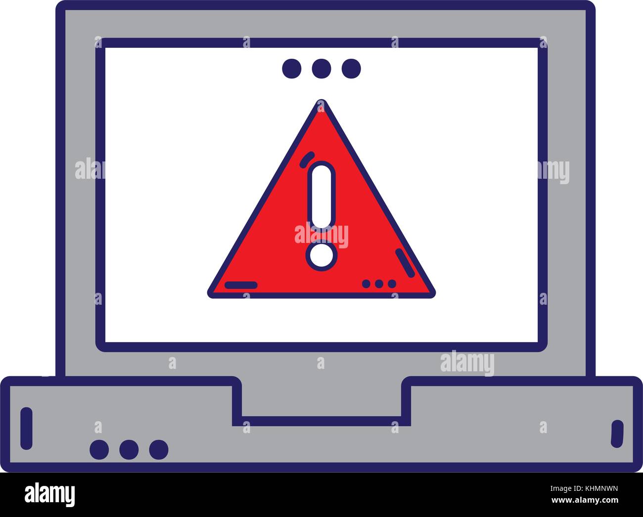 caution emblem alert inside laptop technology vector illustration Stock ...