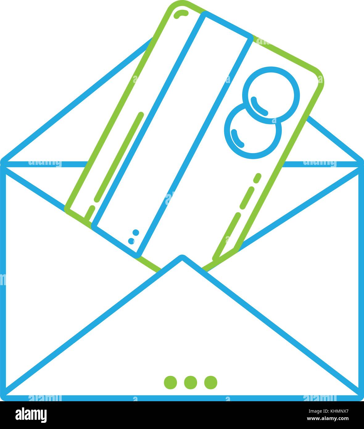 line e-mail text message with credit card inside vector illustration ...
