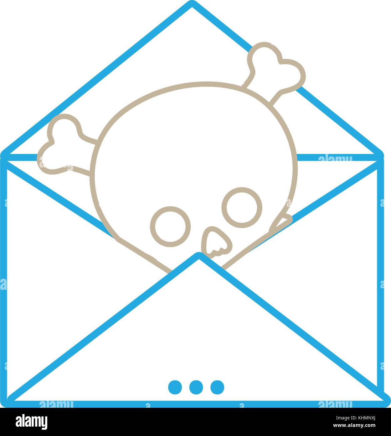 line e-mail letter message with danger skull virus vector illustration ...