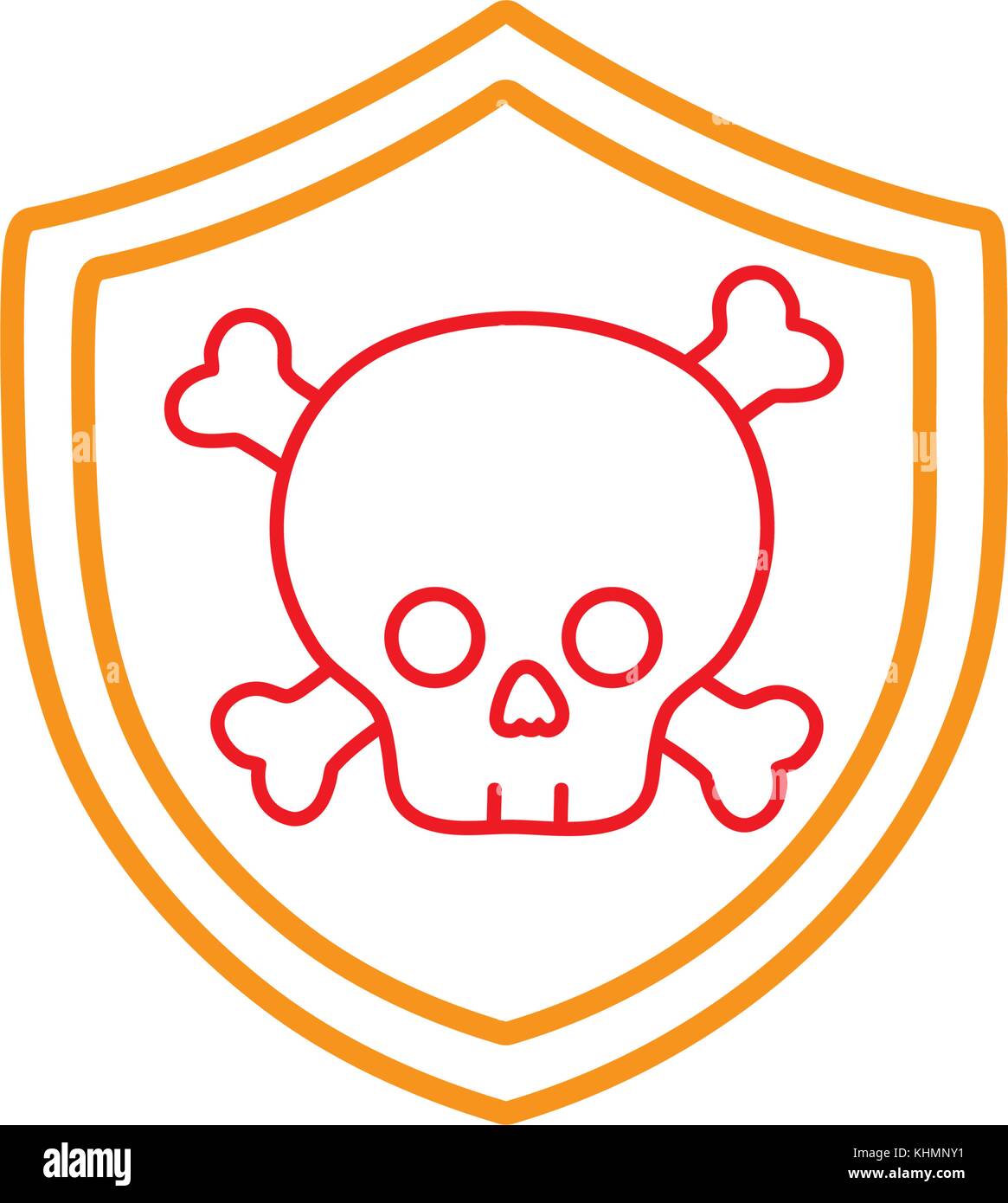 line security shield with dangerous skull bones inside vector ...