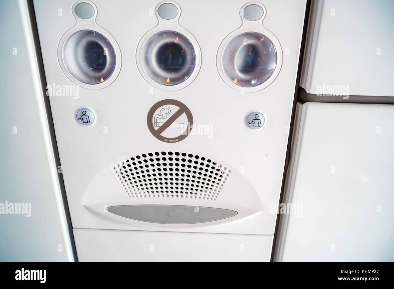 Overhead console in the modern passenger aircraft Stock Photo - Alamy
