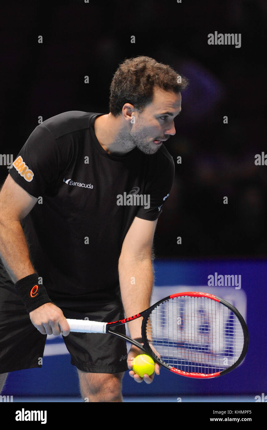London, UK. 17th Nov, 2017. Bruno Soares (BRA) about to serve during ...
