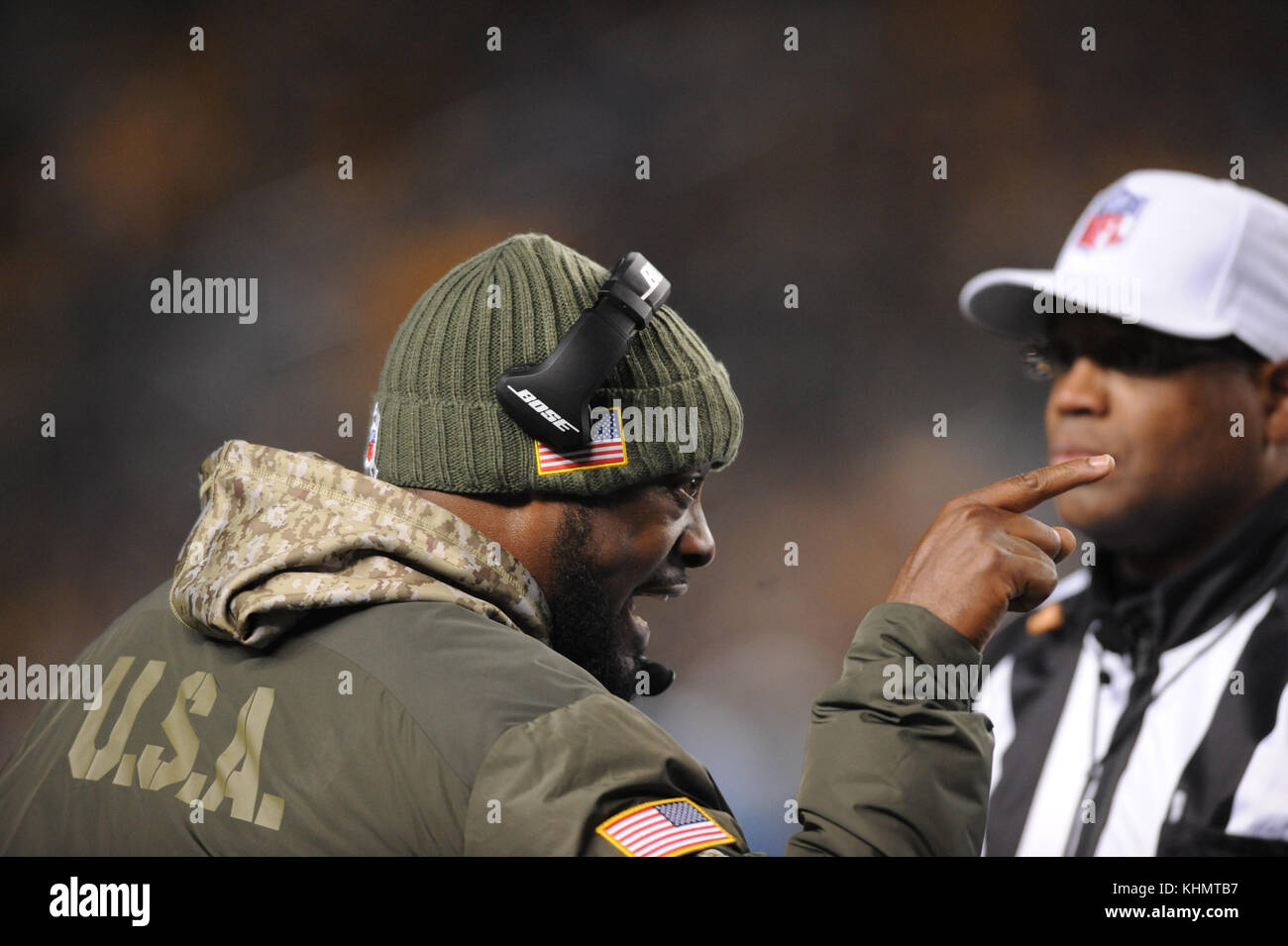 Nov 16th, 2017: Steelers Head Coach Mike Tomlin yelling at referee Ron ...