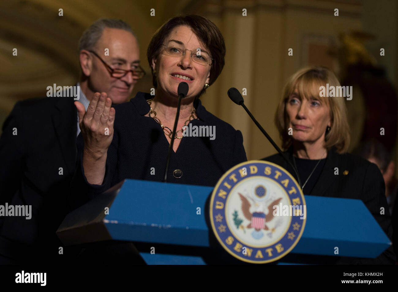 United States Senator Amy Klobuchar, Democrat of Minnesota, speaks with ...