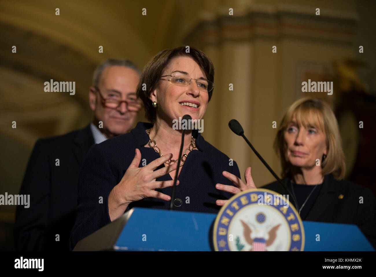 United States Senator Amy Klobuchar, Democrat of Minnesota, speaks with ...