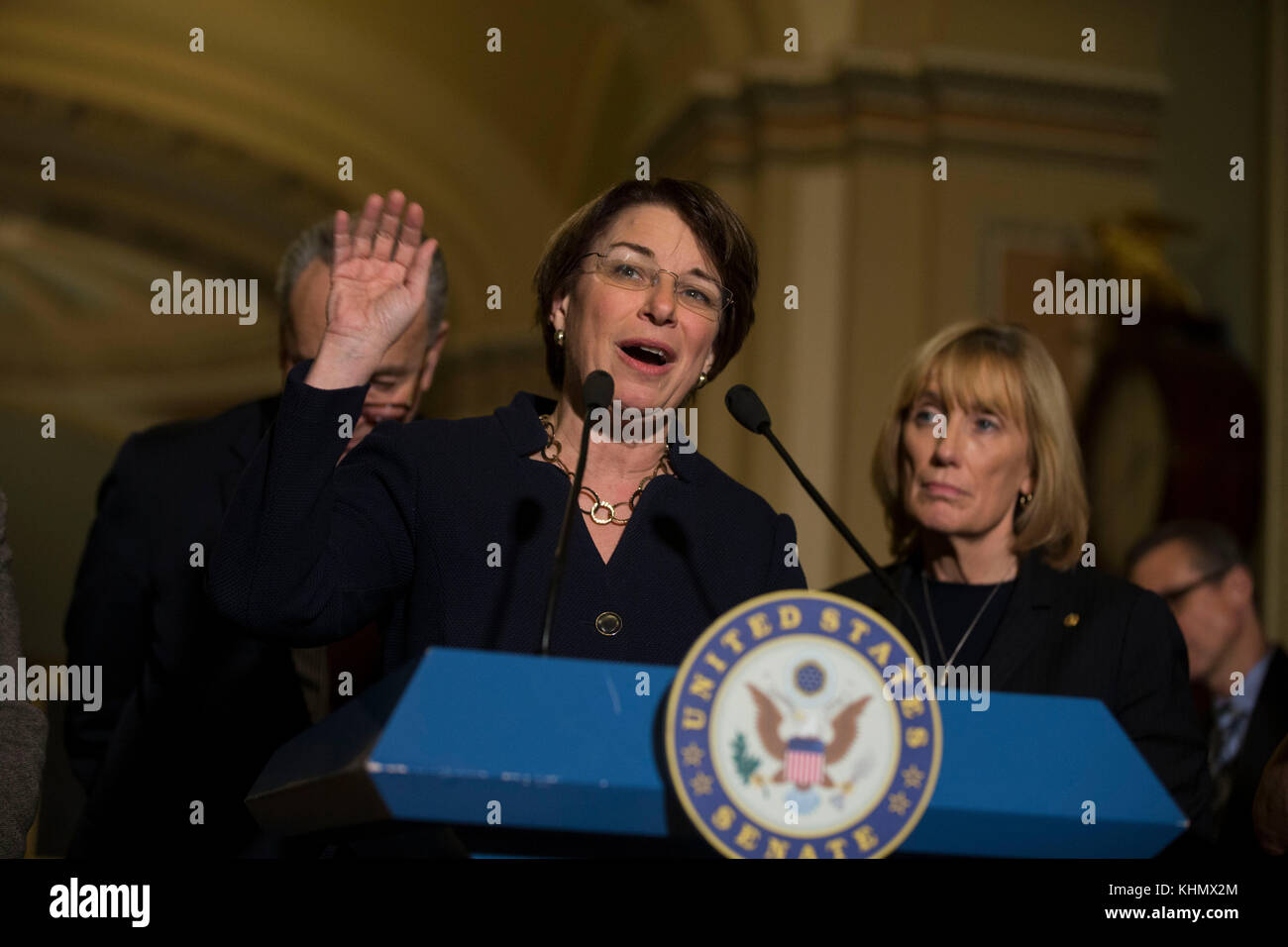 United States Senator Amy Klobuchar, Democrat of Minnesota, speaks with ...