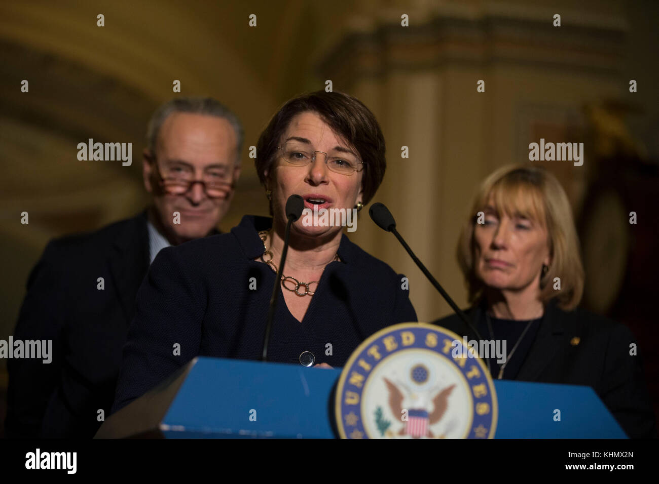 United States Senator Amy Klobuchar, Democrat of Minnesota, speaks with ...