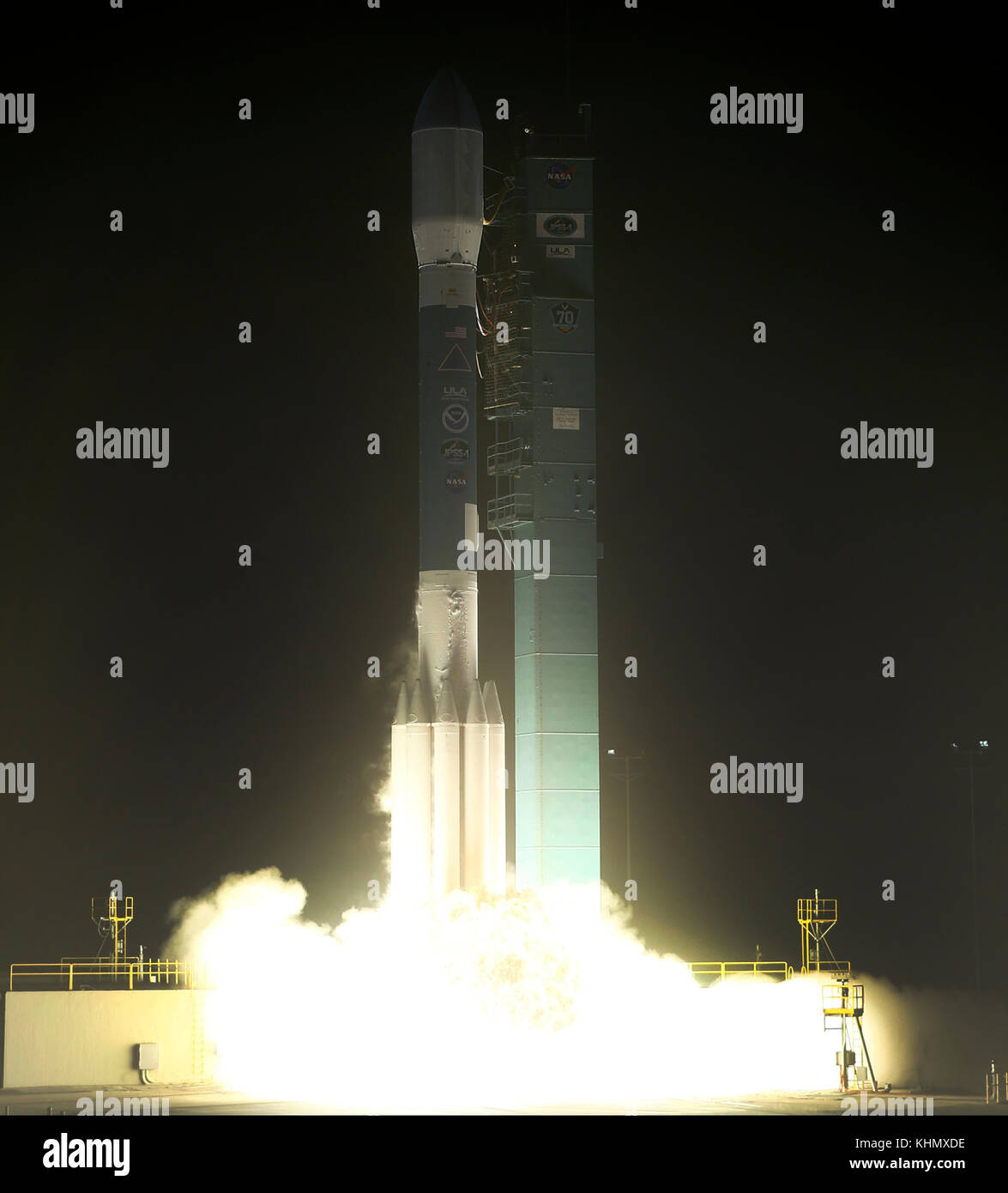 California, USA. 18th Nov, 2017. A Delta 2 rocket lifts off from ...