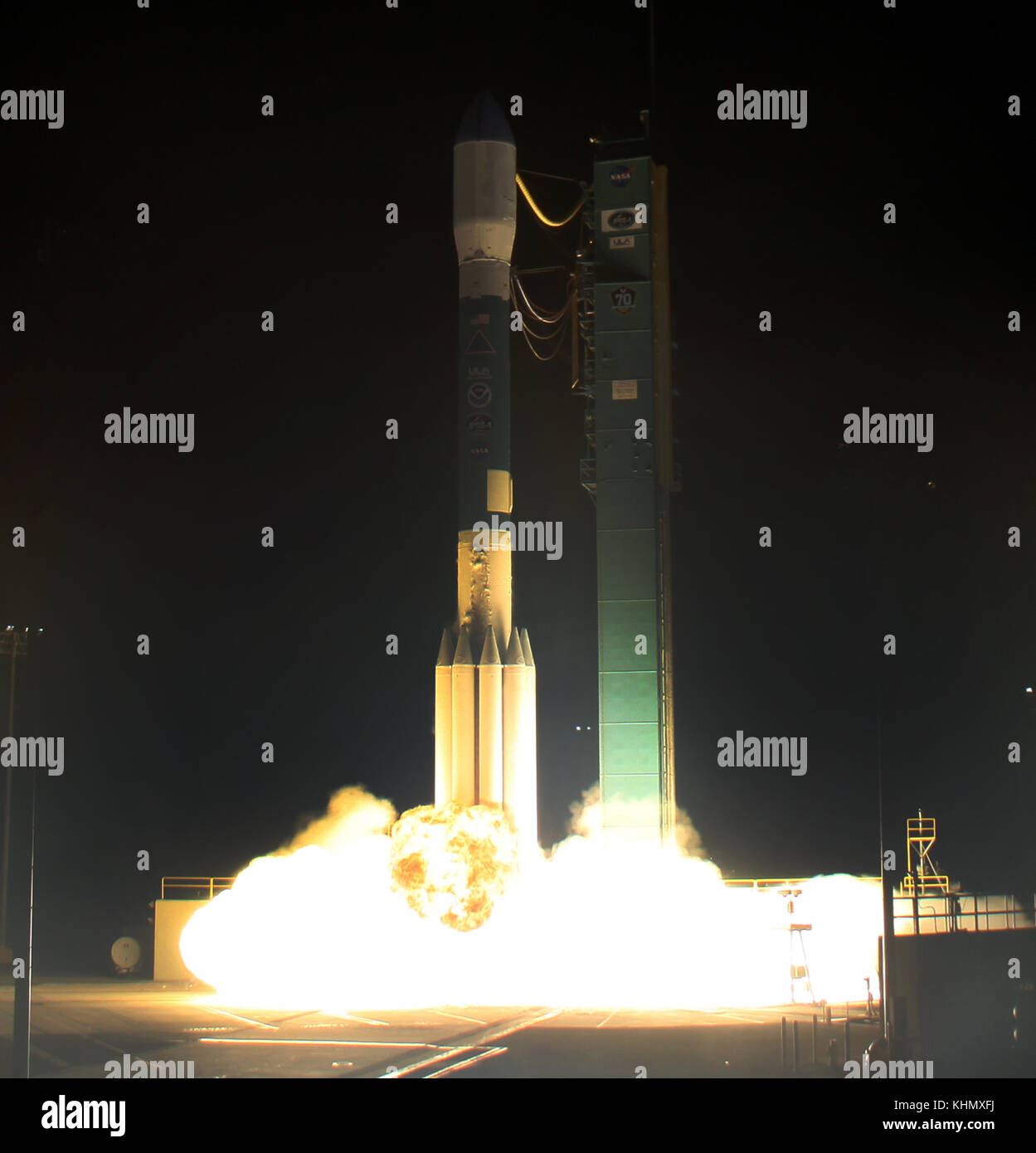 California, USA. 18th Nov, 2017. A Delta 2 rocket lifts off from ...