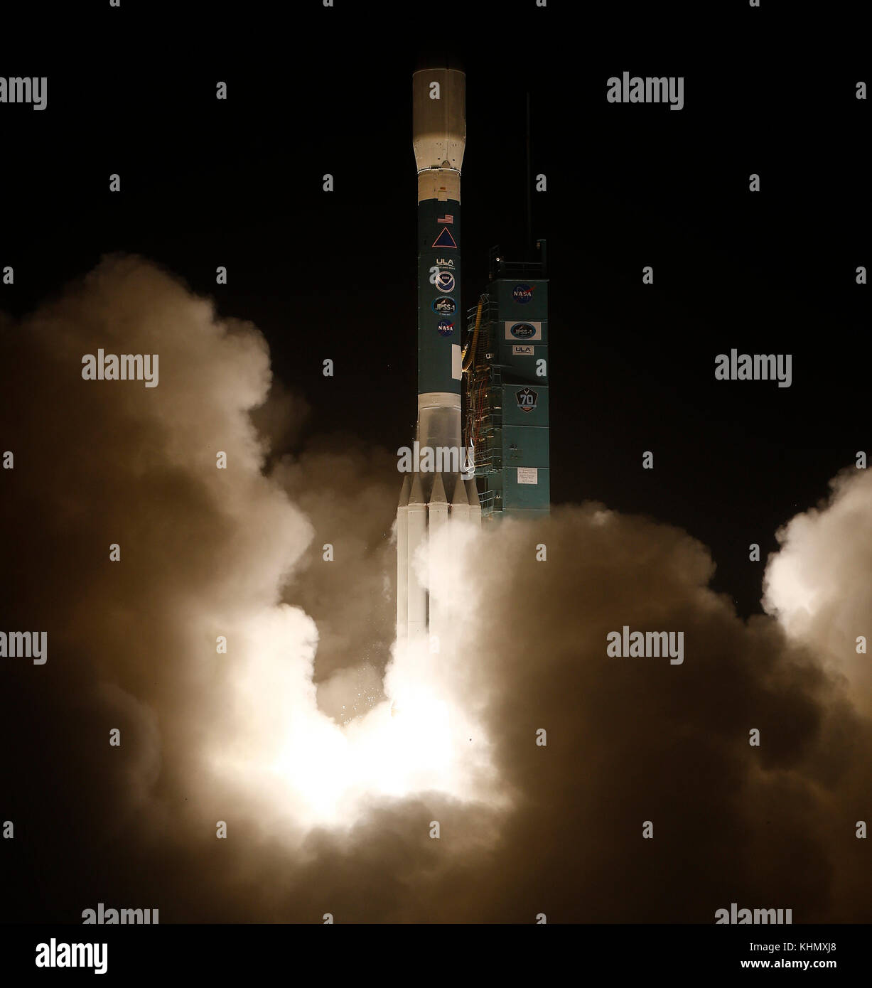 California, USA. 18th Nov, 2017. A Delta 2 rocket lifts off from ...