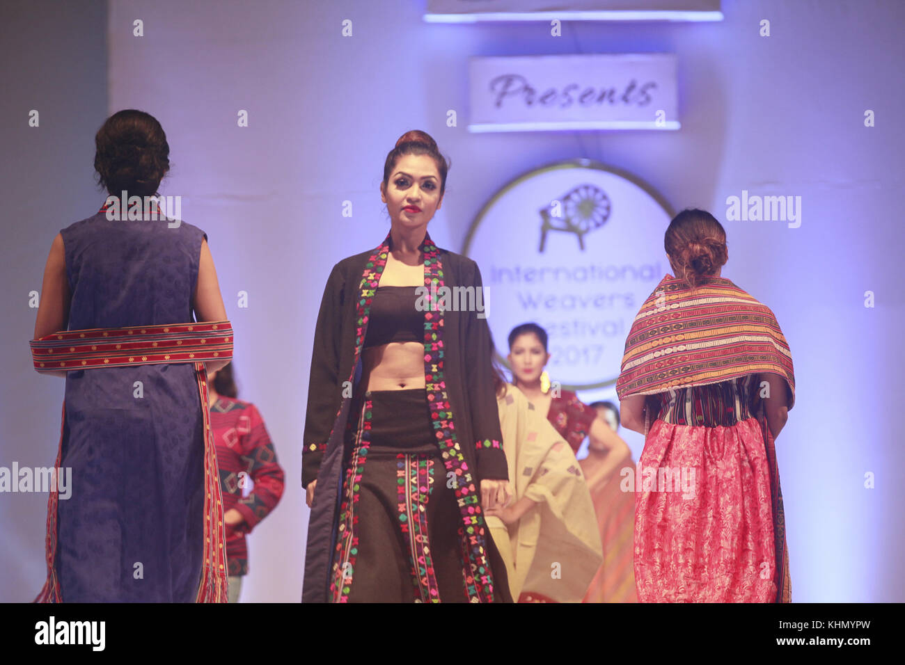 Dhaka, Bangladesh. 17th Nov, 2017. Bangladeshi models display cloths ...