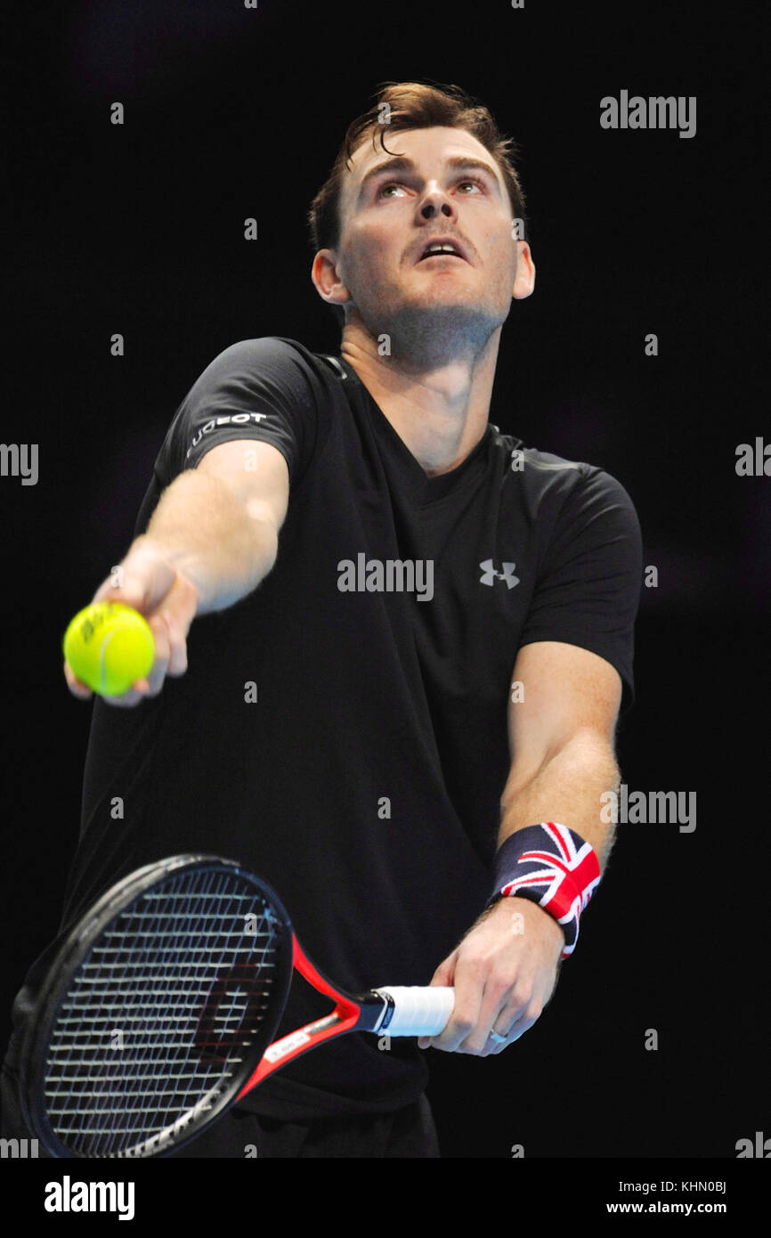 Jamie Murray (GBR) competing in the doubles competition in the Nitto ...