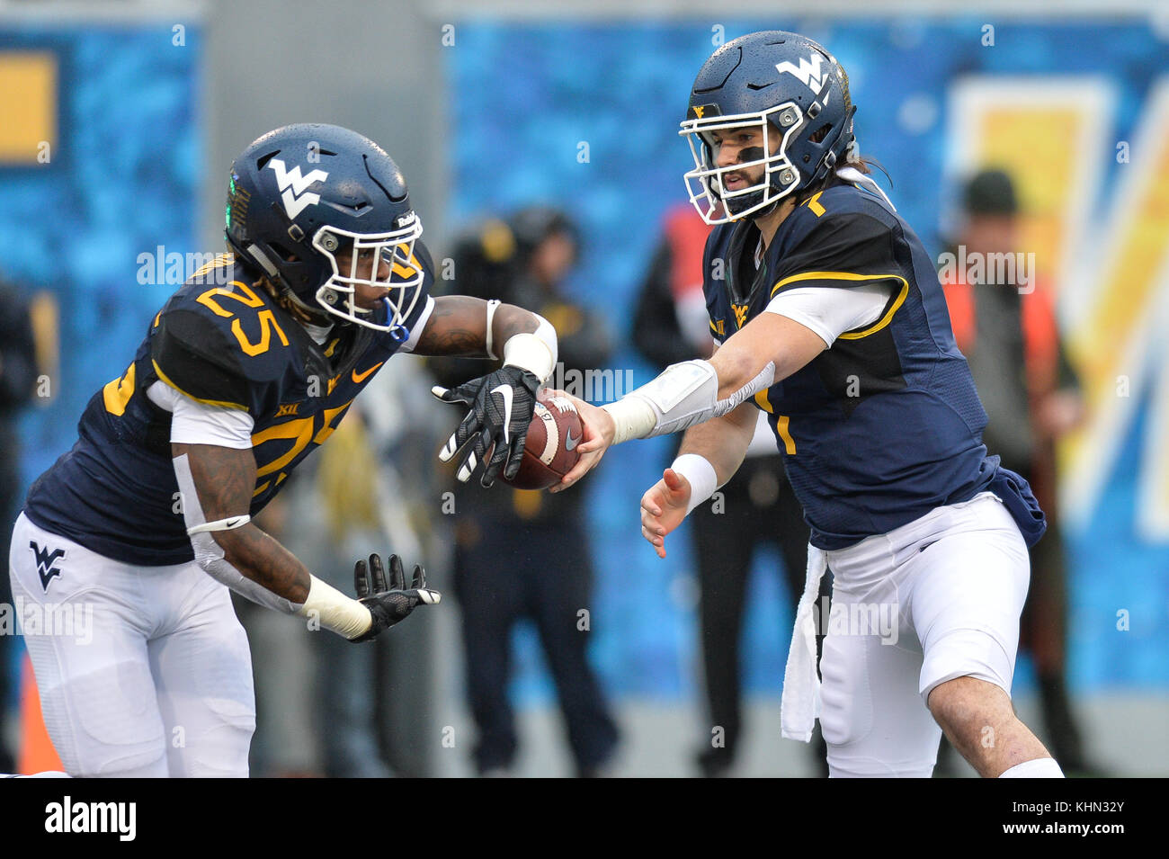 Morgantown, West Virginia, USA. 18th Nov, 2017. Quarterback WILL GRIER ...