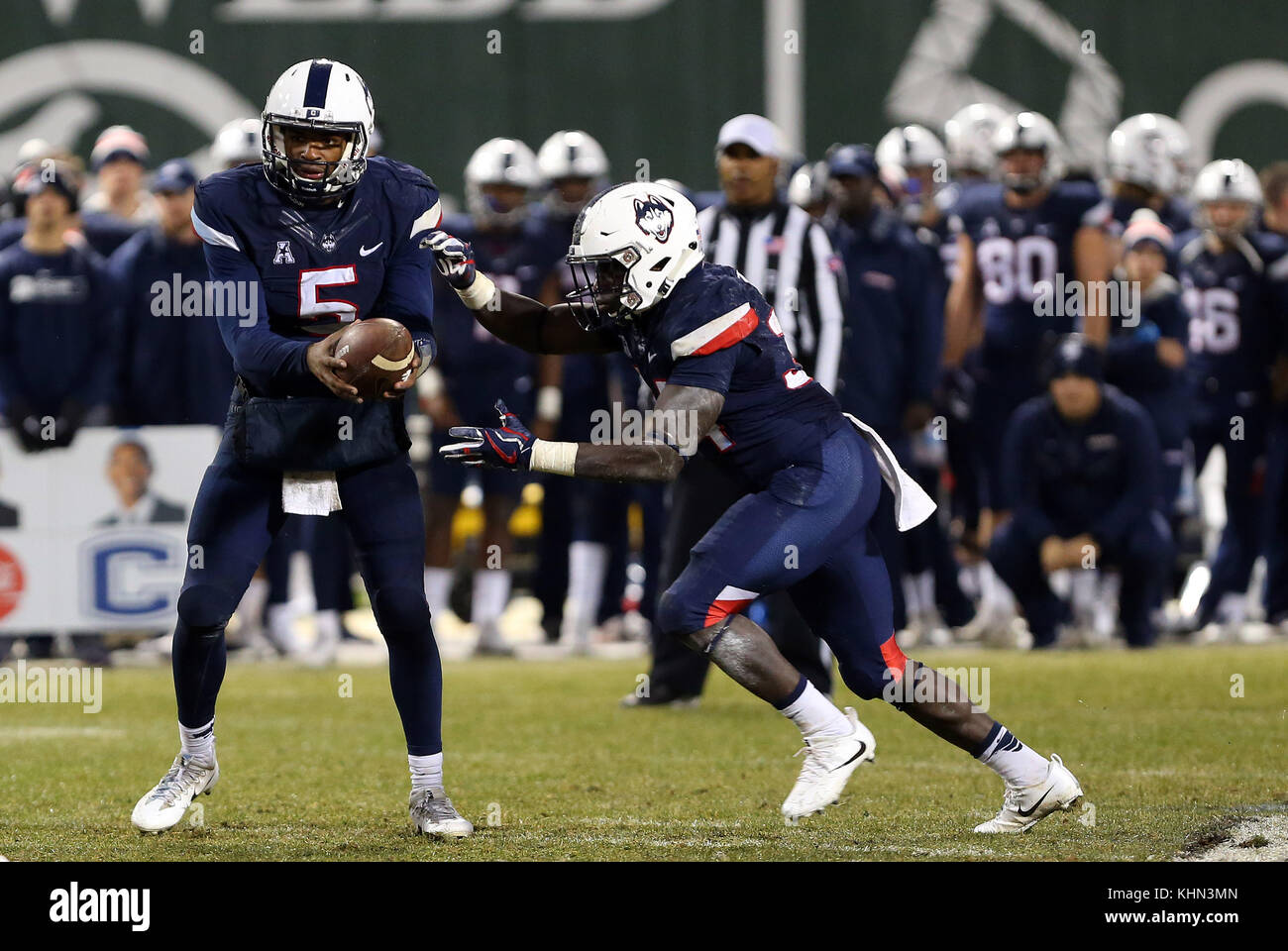 Fenway Park. 18th Nov, 2017. MA, USA; UConn Huskies quarterback David ...