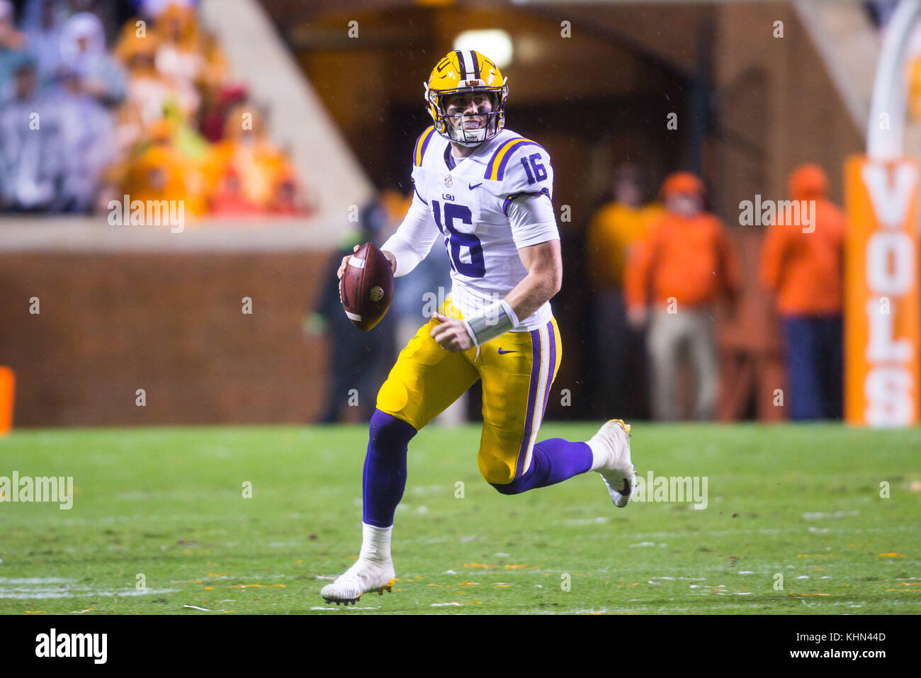 November 18, 2017: Danny Etling #16 of the LSU Tigers looks to pass the ...