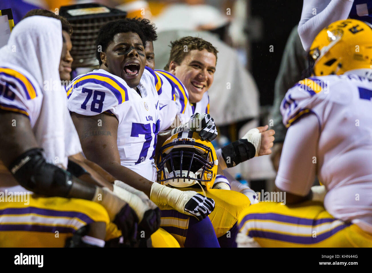 November 18, 2017: LSU Tigers bench enjoying the game during the NCAA ...