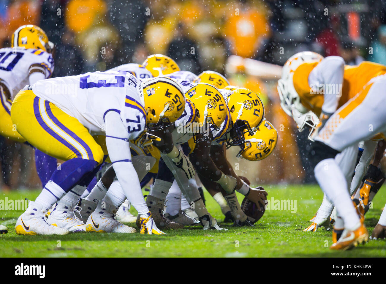November 18, 2017: LSU Tigers offensive line during the NCAA football ...