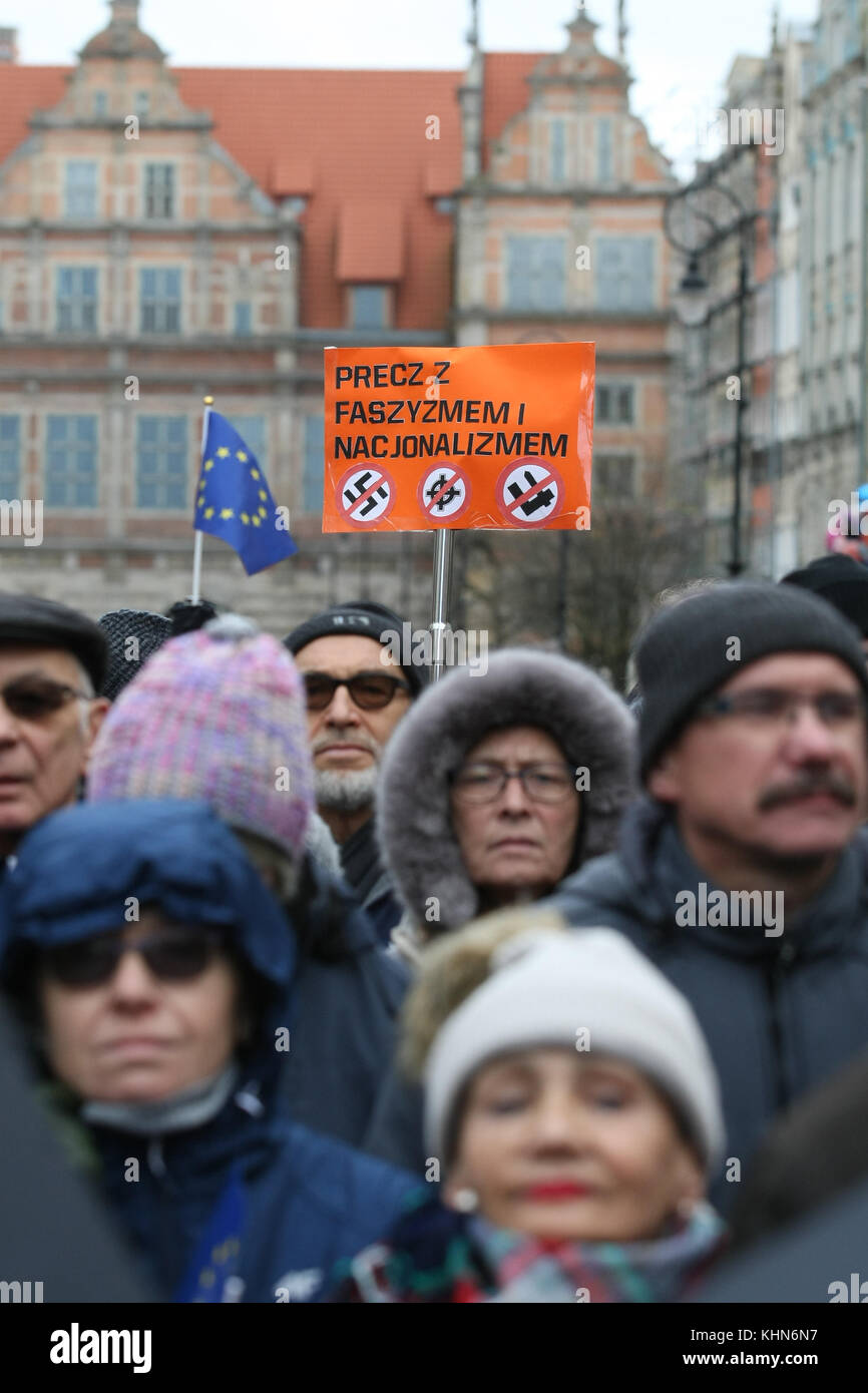 Gdansk, Poland. 19th November, 2017. No to fascism and nationalism ...