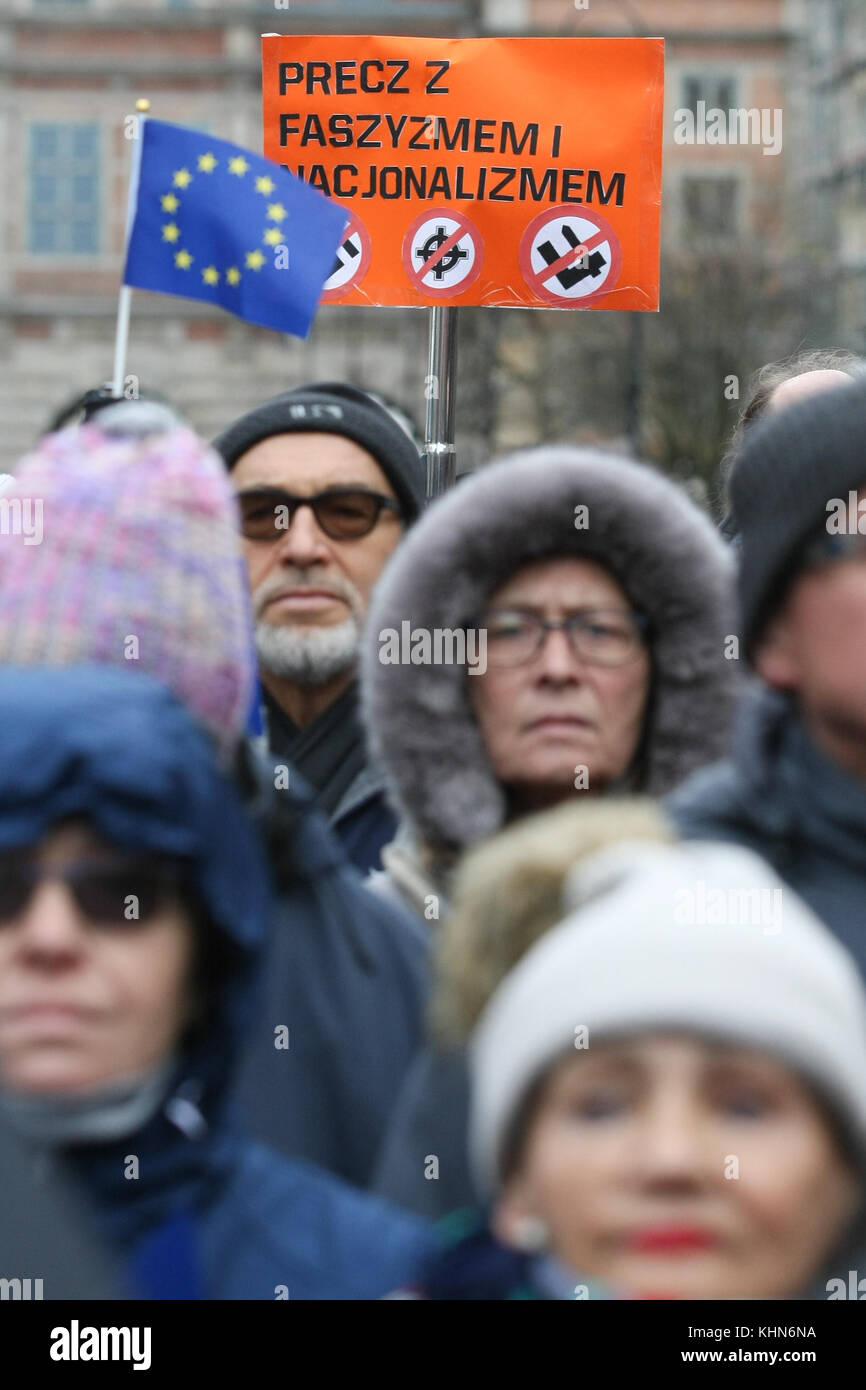 Gdansk, Poland. 19th November, 2017. No to fascism and nationalism ...