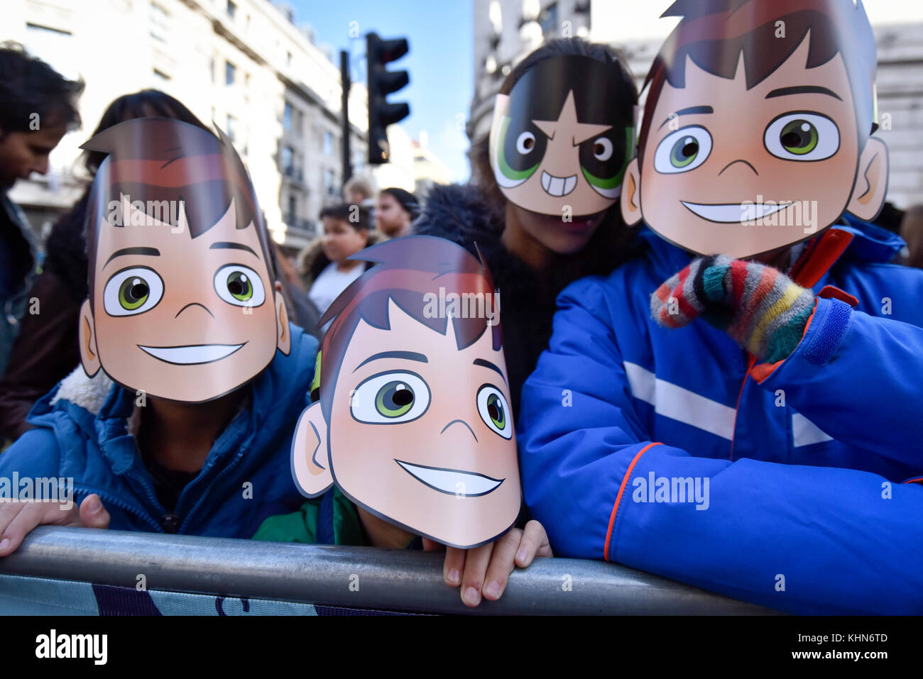 London, UK. 19 November 2017. People wearing Ben 10 masks join huge ...