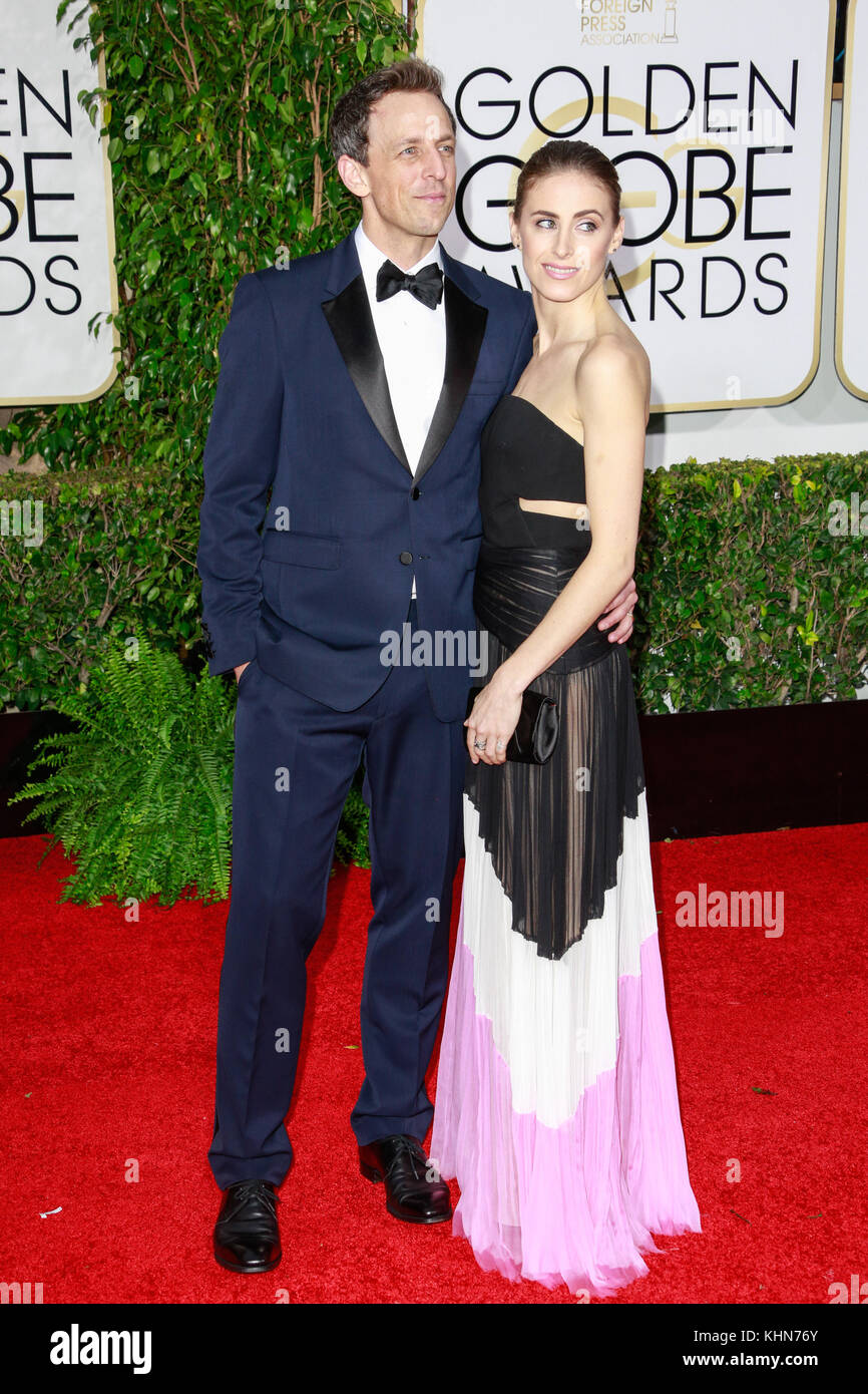 BEVERLY HILLS, CA - January 11: Seth Meyers and Alexis Ashe at Golden ...