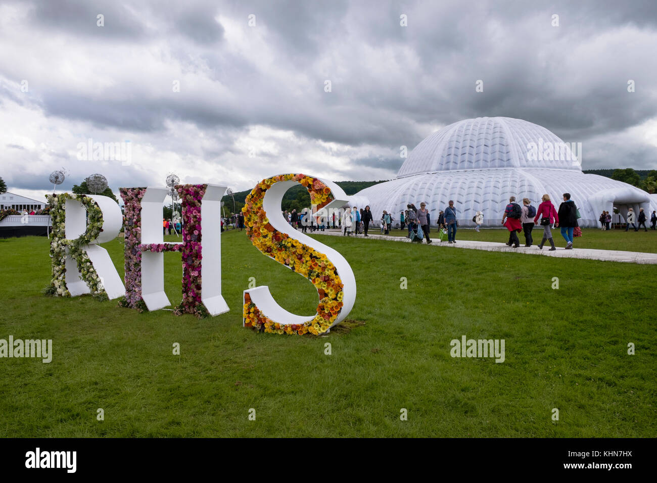 RHS Chatsworth Flower Show - Great Conservatory marquee & people ...
