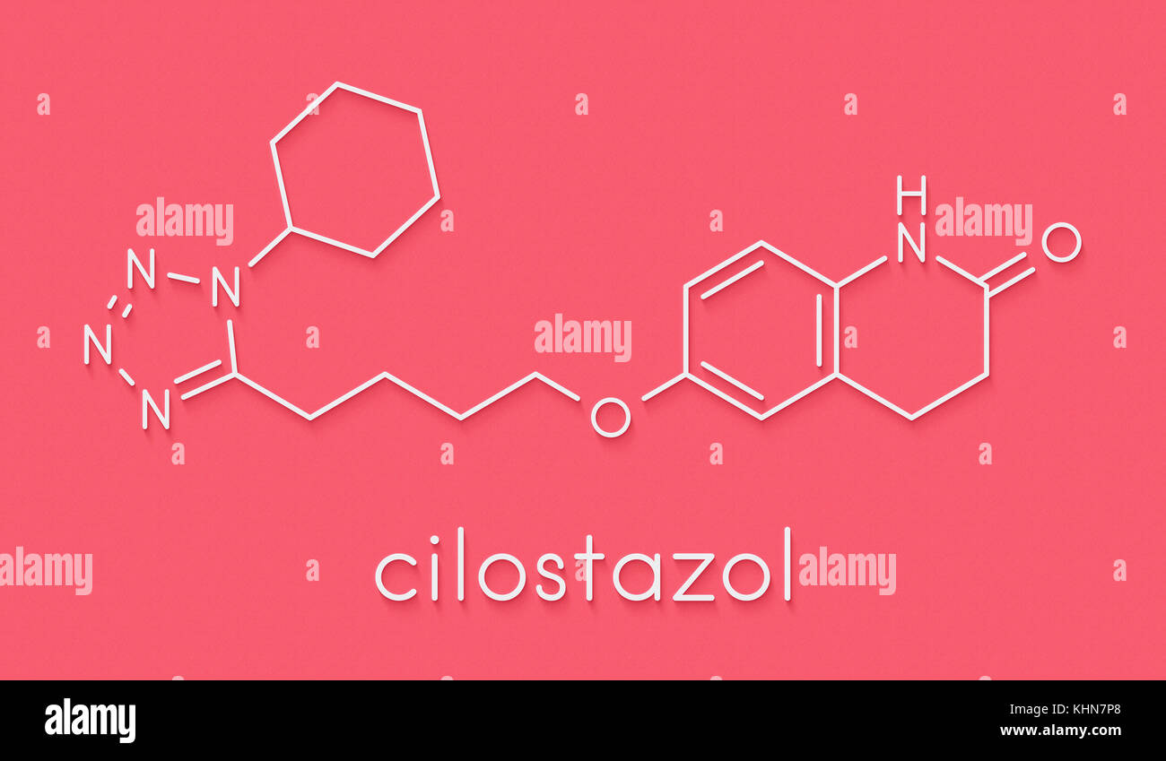 Cilostazol intermittent claudication treatment drug molecule. Inhibitor ...