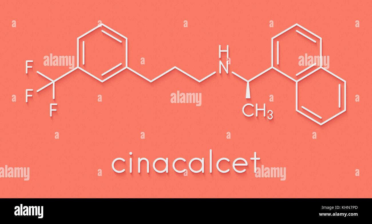 Cinacalcet hyperparathyroidism drug molecule. Skeletal formula Stock ...