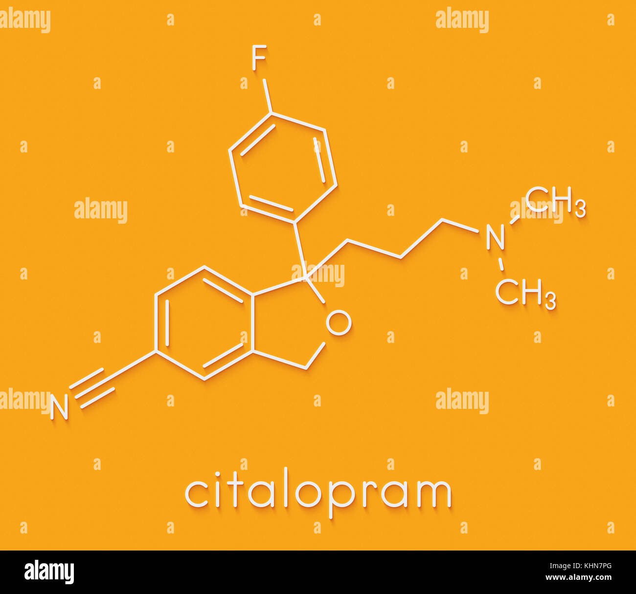 Citalopram anti-depressant drug molecule. Skeletal formula Stock Photo ...