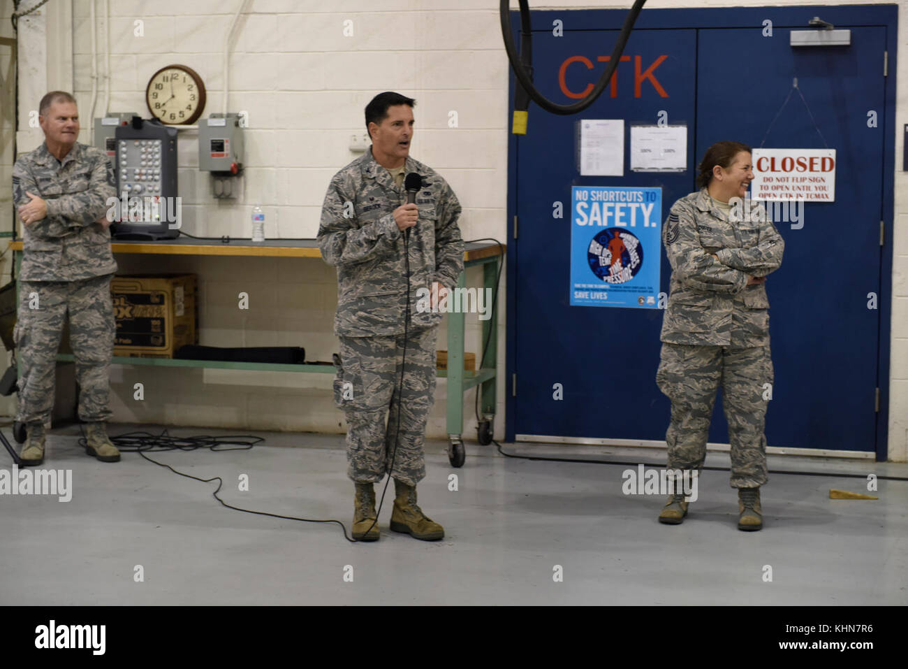 U.S. Air Force Col. Michael “Troy” Gerock addresses a crowd of retired ...