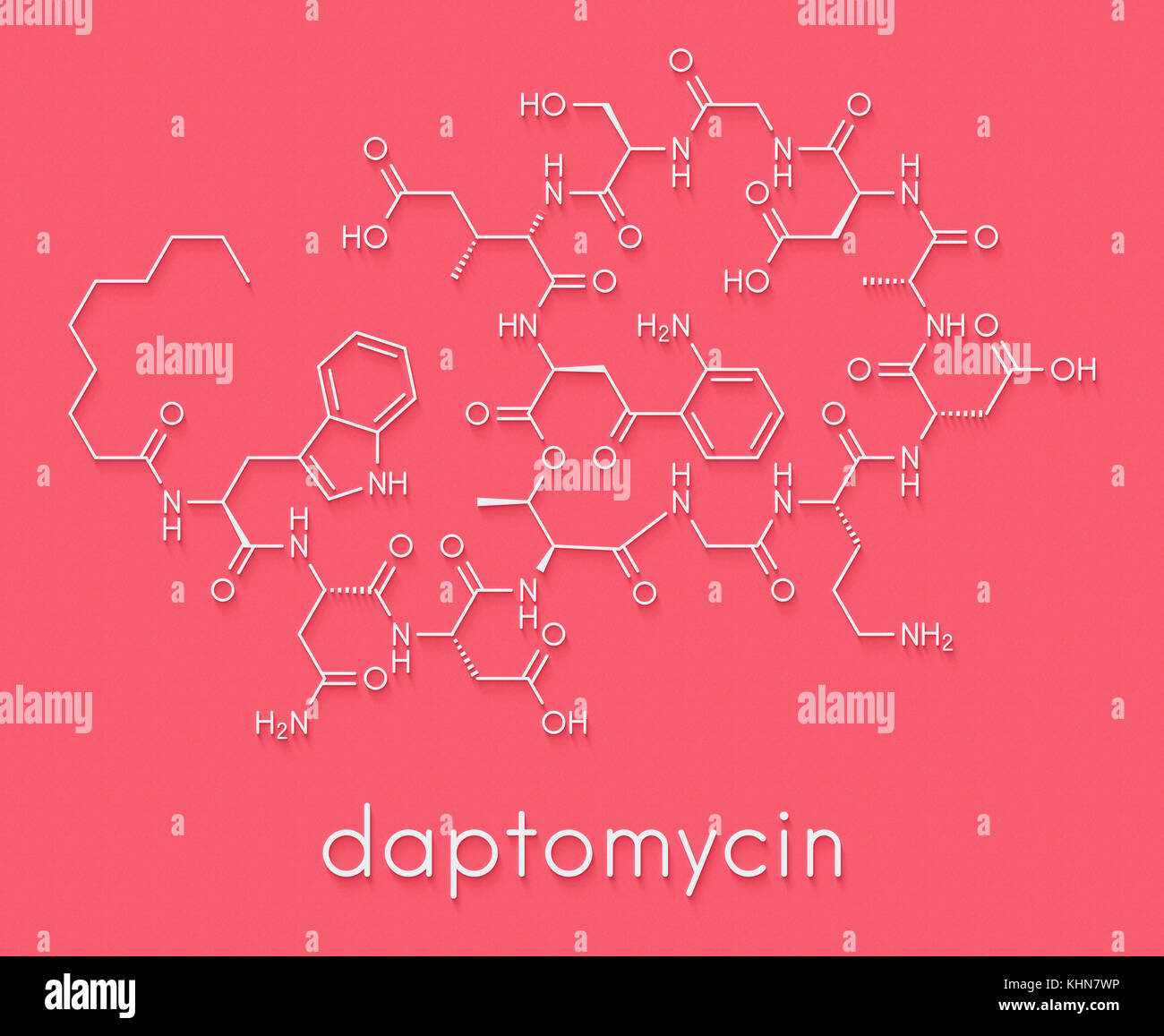 Daptomycin antibiotic drug molecule. Skeletal formula Stock Photo - Alamy