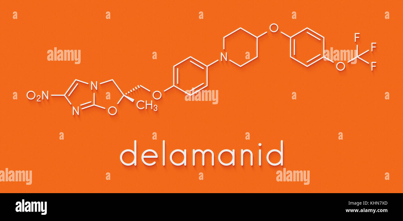 Delamanid tuberculosis drug molecule. Skeletal formula Stock Photo - Alamy