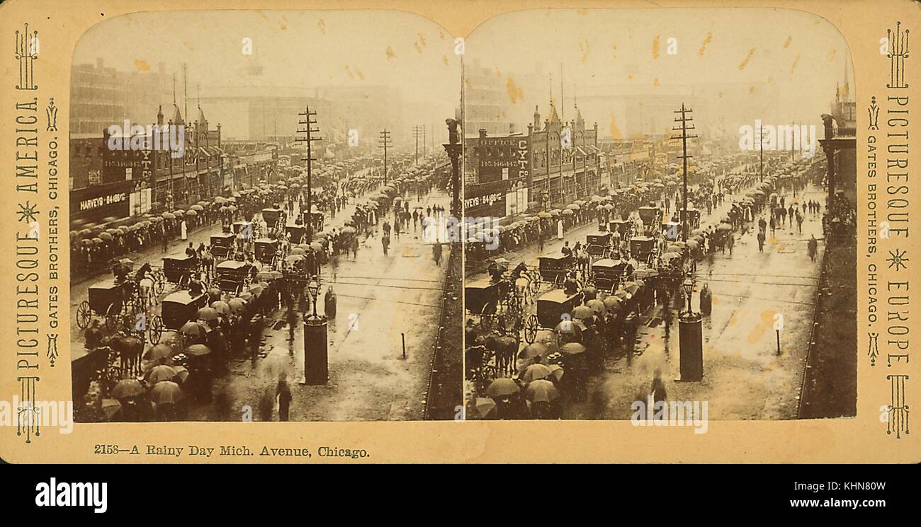 A rainy day, Michigan Avenue, Chicago, Illinois, 1872. From the New ...