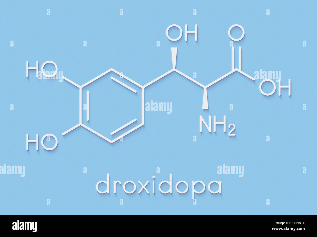 Droxidopa (L-DOPS) hypotension (low blood pressure) drug molecule ...