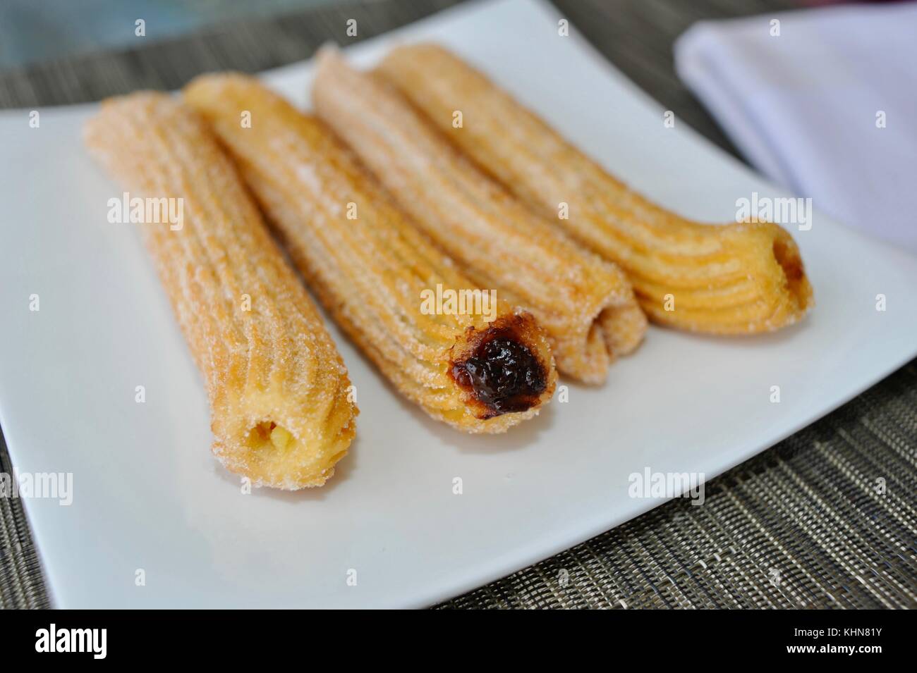 Freshly fried, filled churros at Churros Manolo Miami restaurant in ...