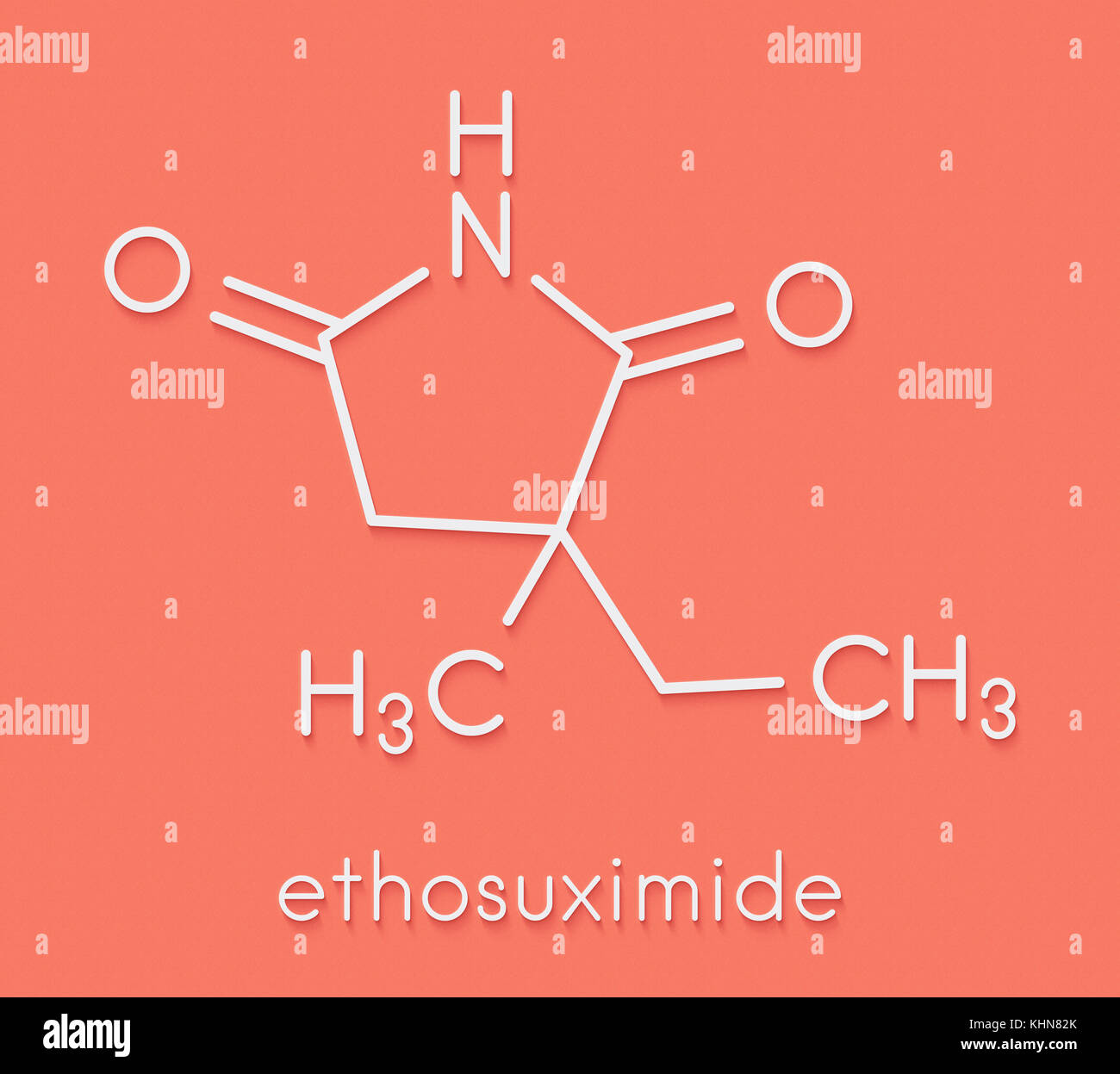 Ethosuximide anticonvulsant drug molecule. Used in treatment of absence ...