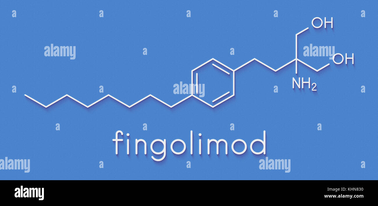 Fingolimod multiple sclerosis (MS) drug molecule. Skeletal formula ...