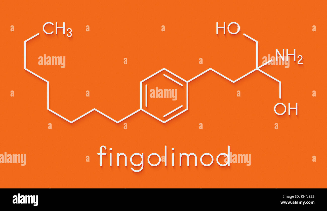 Fingolimod multiple sclerosis (MS) drug molecule. Skeletal formula ...