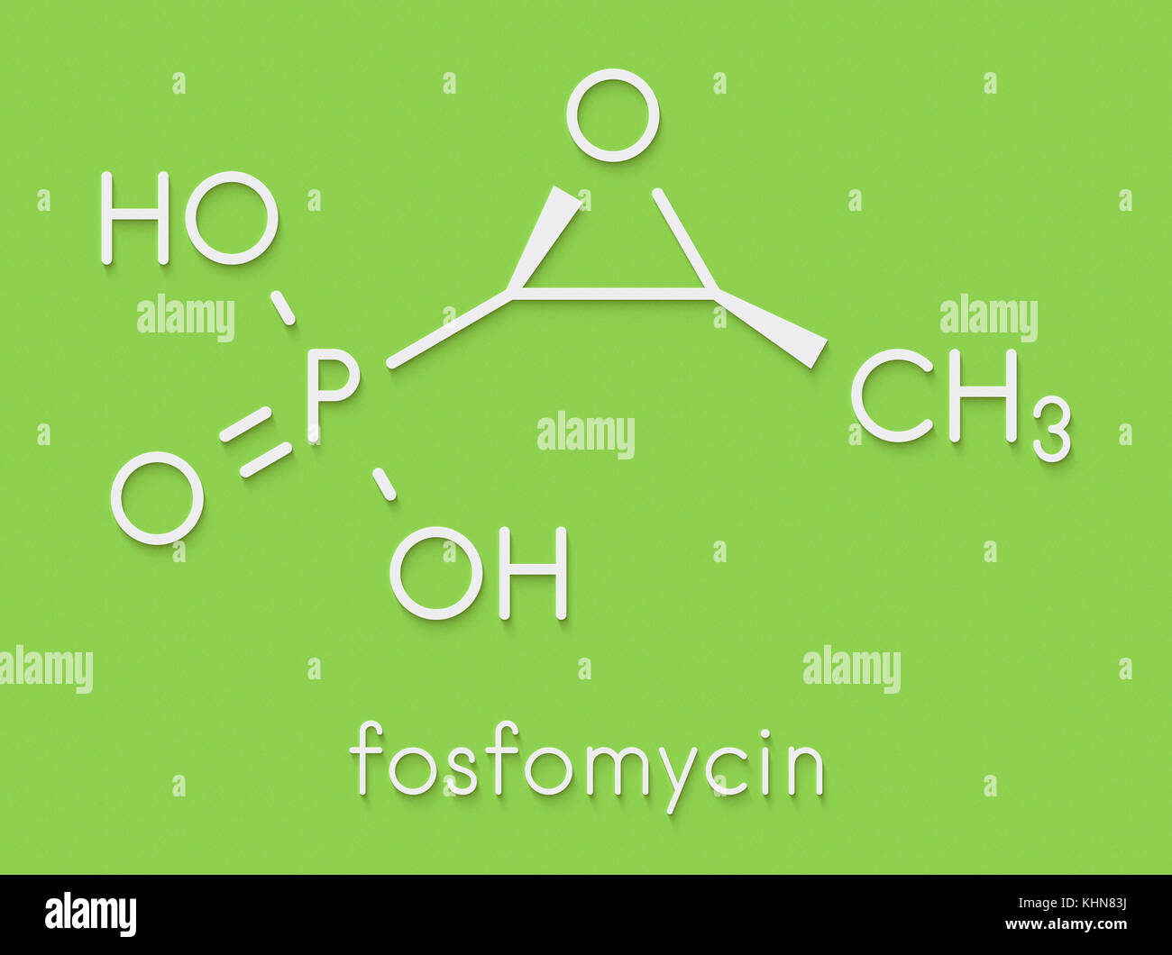 Fosfomycin (phosphomycin, phosphonomycin) antibacterial drug molecule ...