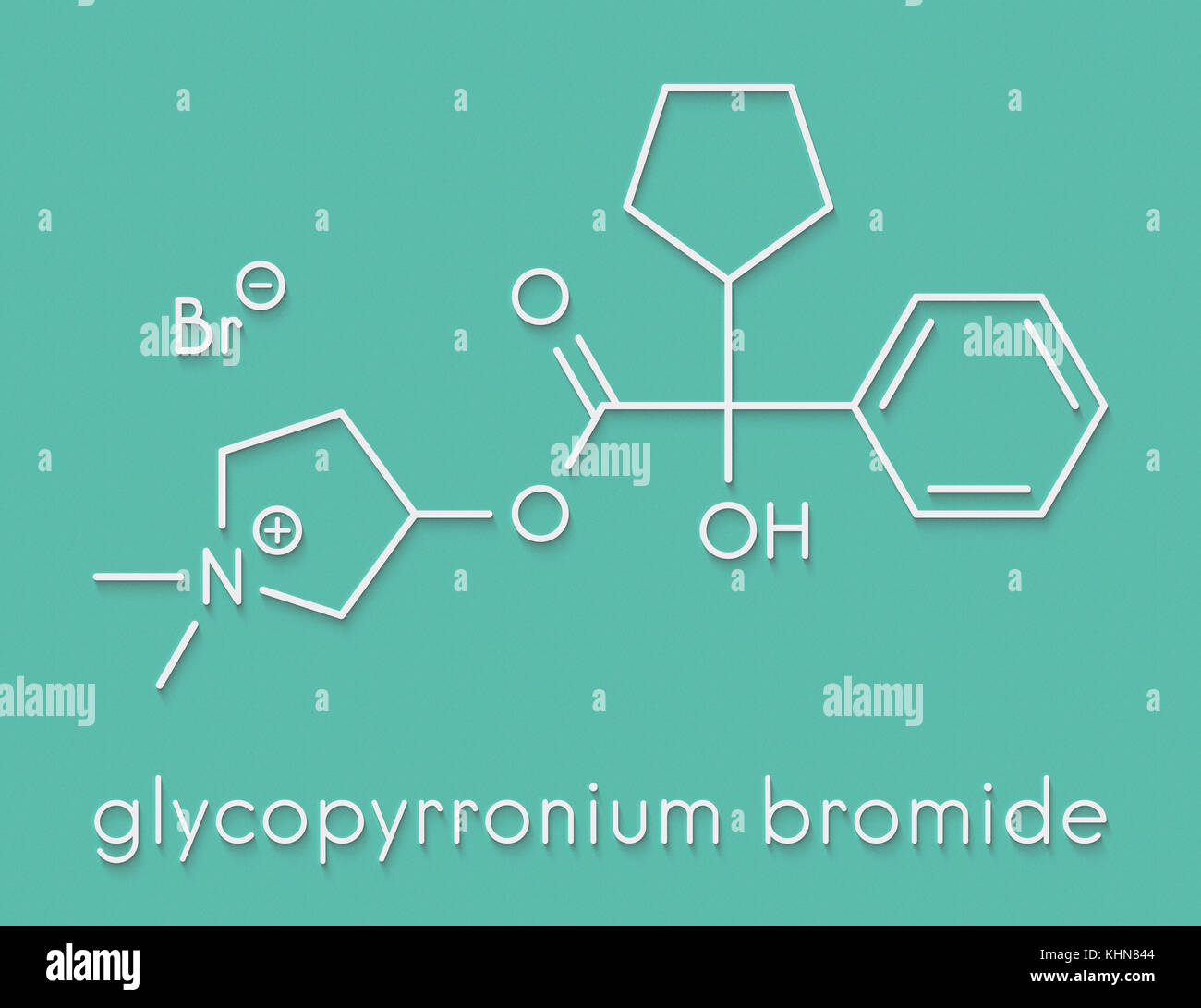 Glycopyrronium bromide (glycopyrrolate) COPD drug molecule. Has ...