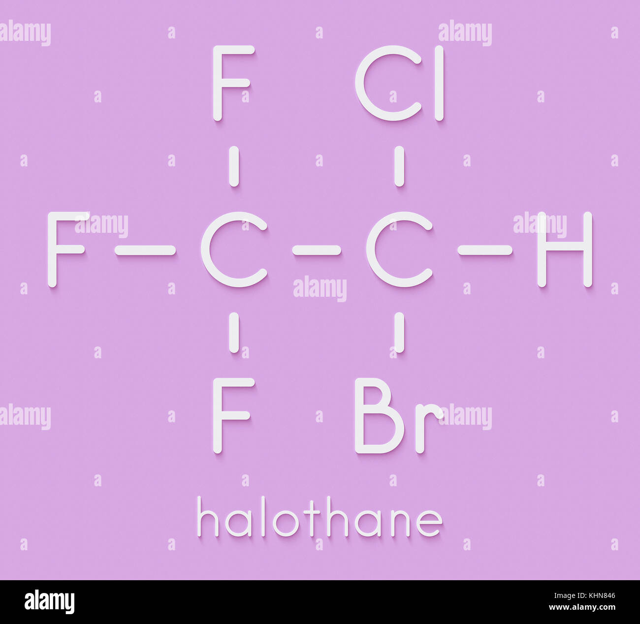 Halothane general anesthetic drug molecule. Skeletal formula Stock ...