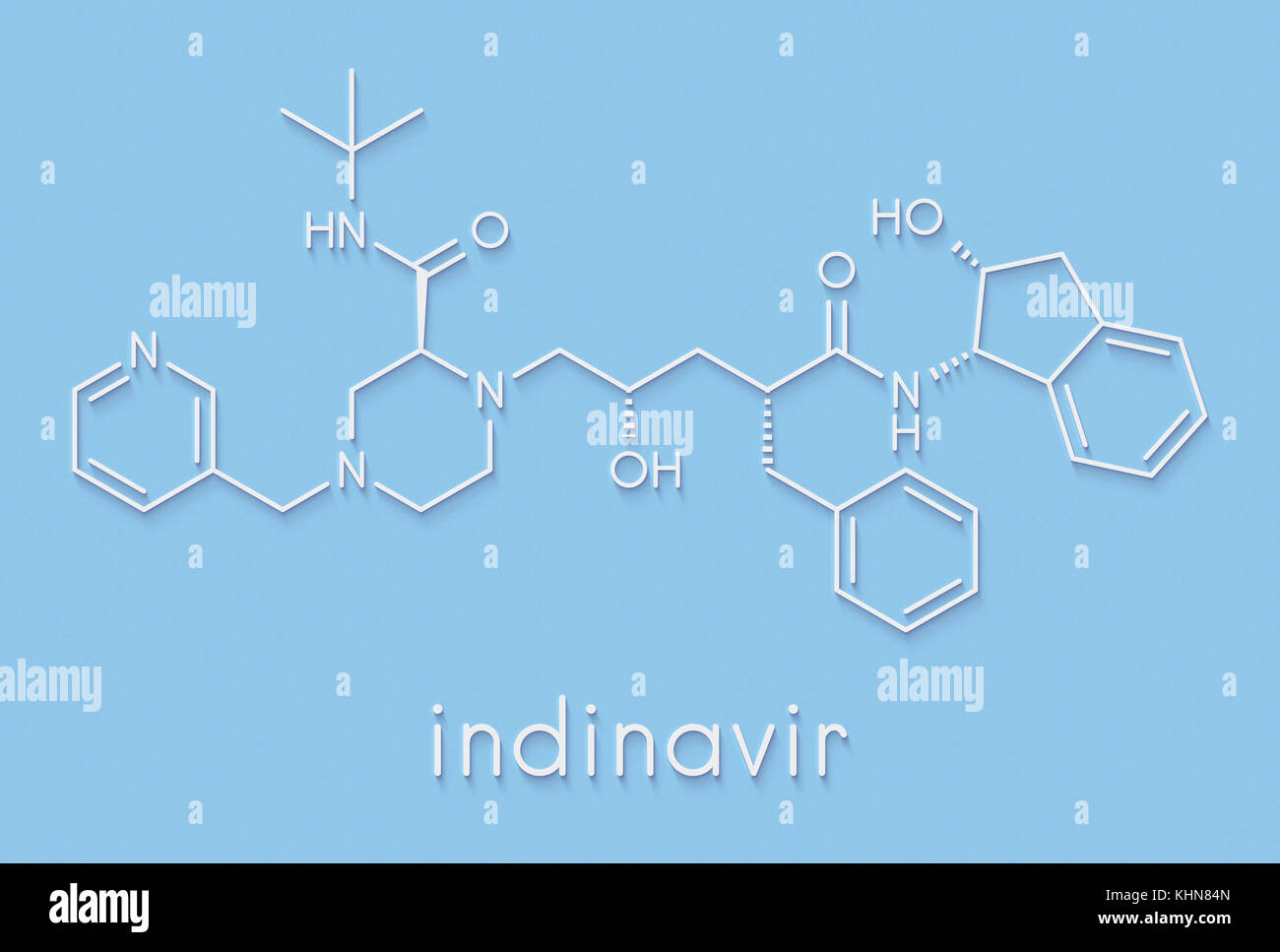 Indinavir HIV drug molecule. Belongs to protease inhibitor class ...