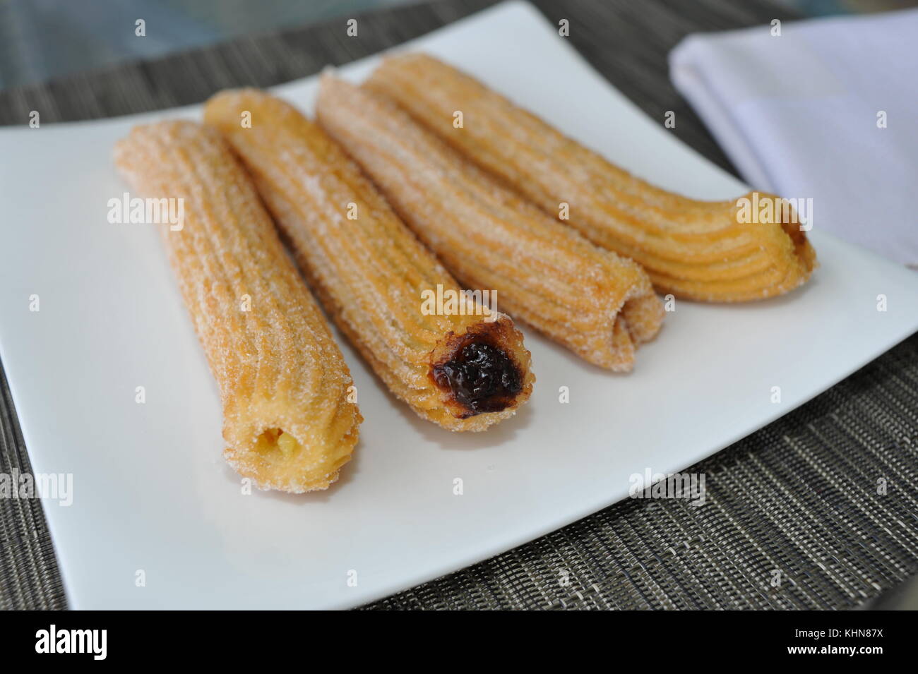 Freshly fried, filled churros at Churros Manolo Miami restaurant in ...