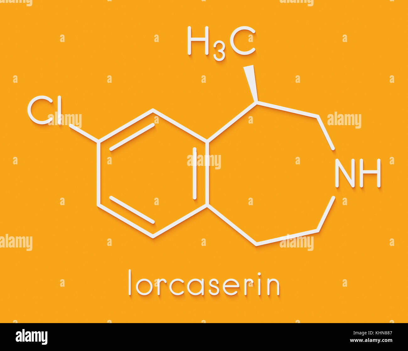 Lorcaserin obesity drug molecule. Skeletal formula Stock Photo - Alamy