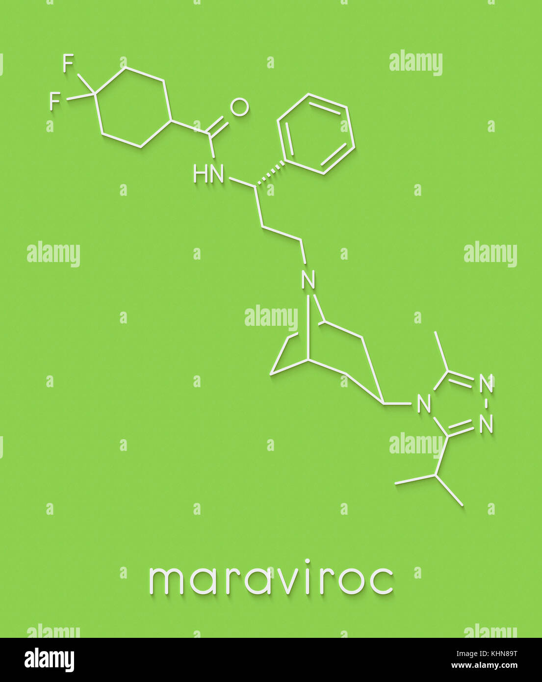 Maraviroc HIV drug molecule (entry inhibitor class). Skeletal formula ...