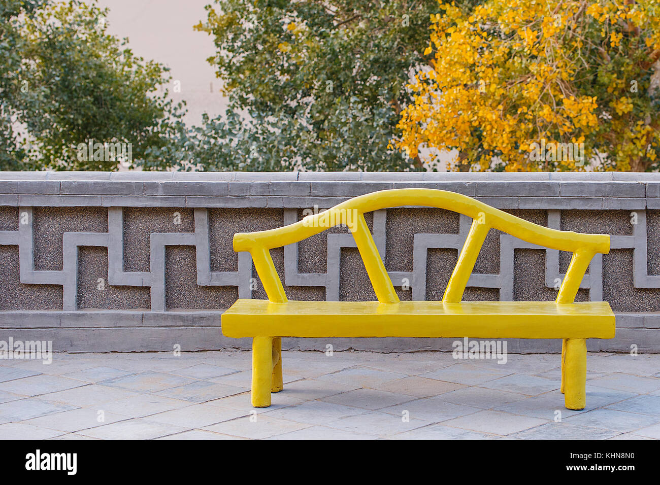yellow bench, china Stock Photo - Alamy