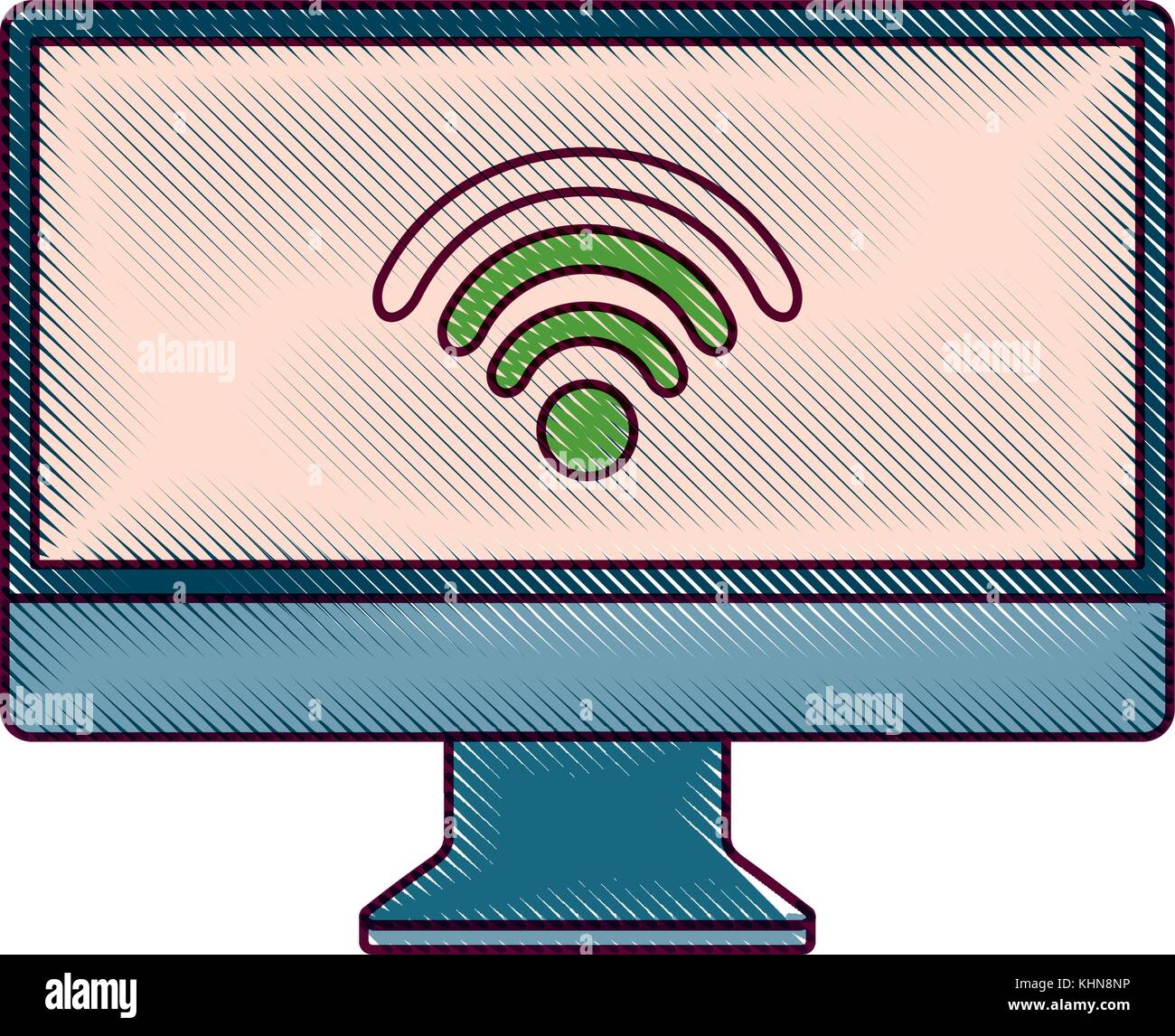 monitor computer wifi connection screen device Stock Vector Image & Art ...